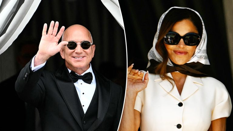 Jeff Bezos beams in tuxedo before his wedding to Lauren Sanchez in ...