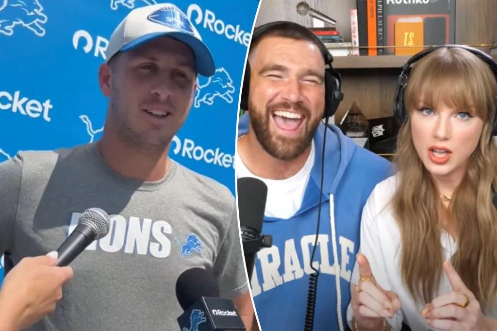 Jared Goff reacts to unexpected Taylor Swift reference on ‘New Heights ...