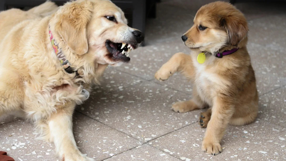 Golden Retriever Reflecting On Her New Life With A New Puppy Has